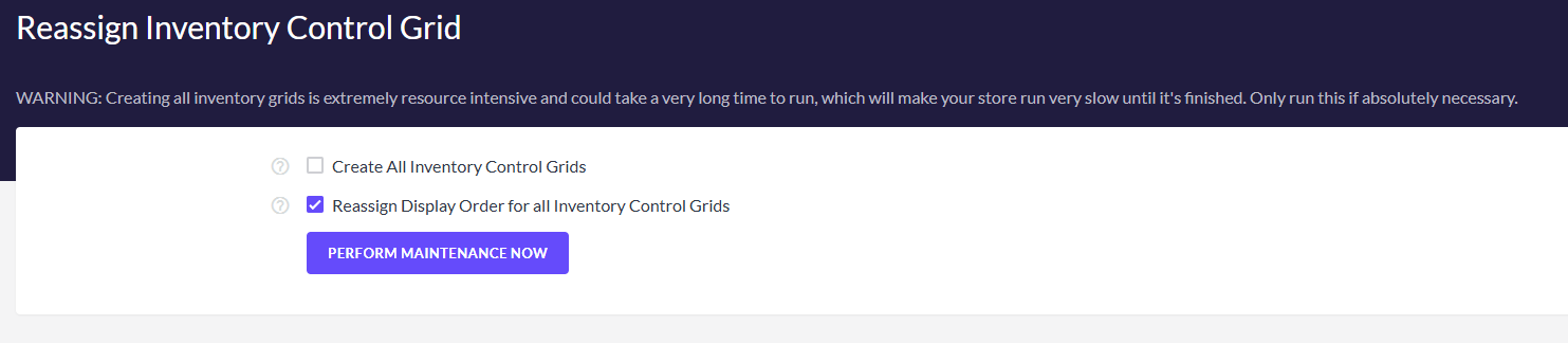 Reassigning Inventory Control Grid Order